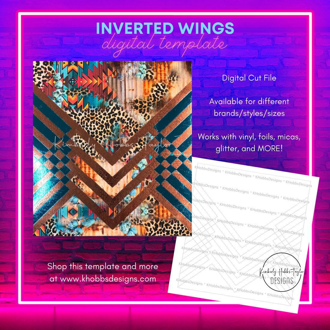 Inverted Wings Template for Craft Haven 20oz Skinny Straight - Digital ...