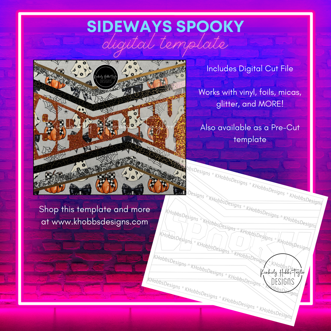 Sideways Spooky Template for HOGG 20oz Skinny Straight - Digital Cut F ...